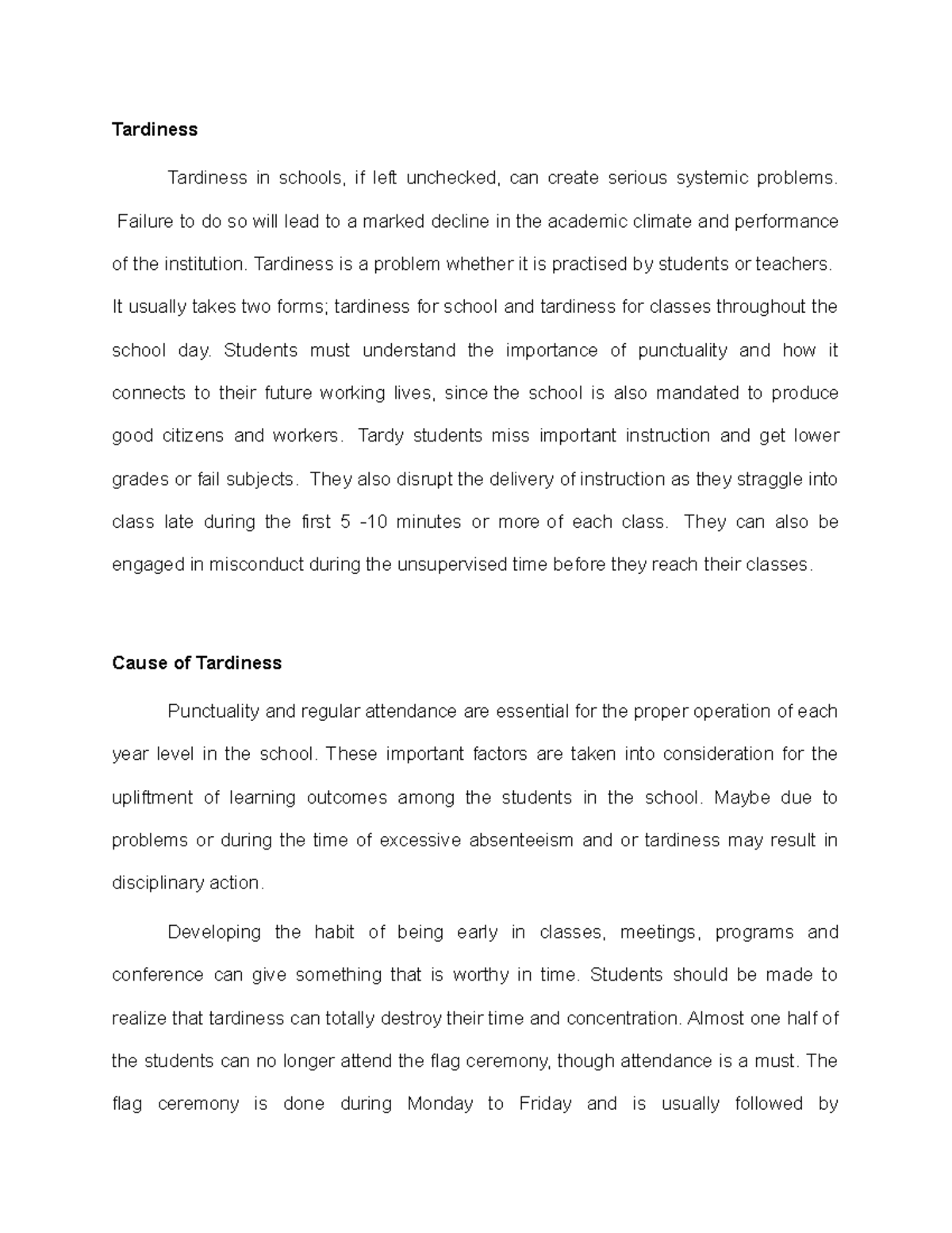 Tardiness - This essay definitely informational to all students ...