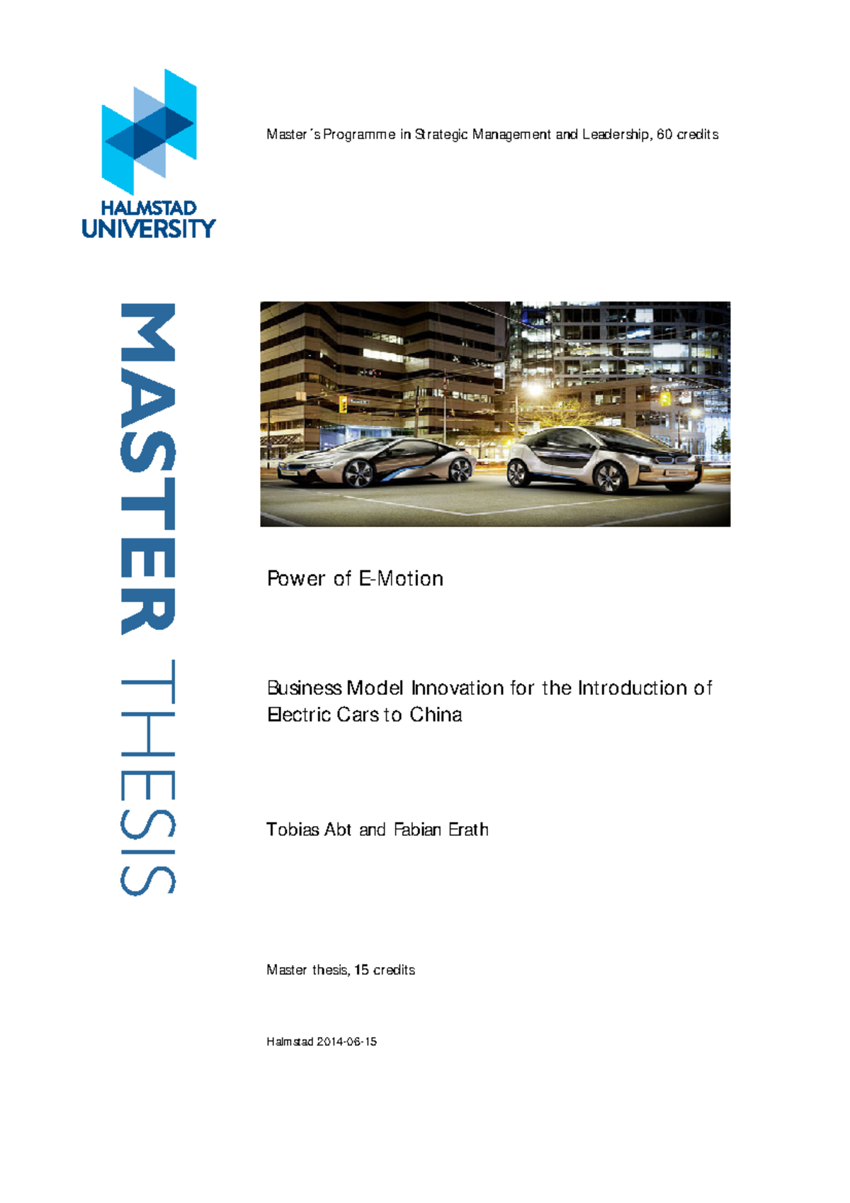 Business Model Innovation for the Introduction of electric cars to ...