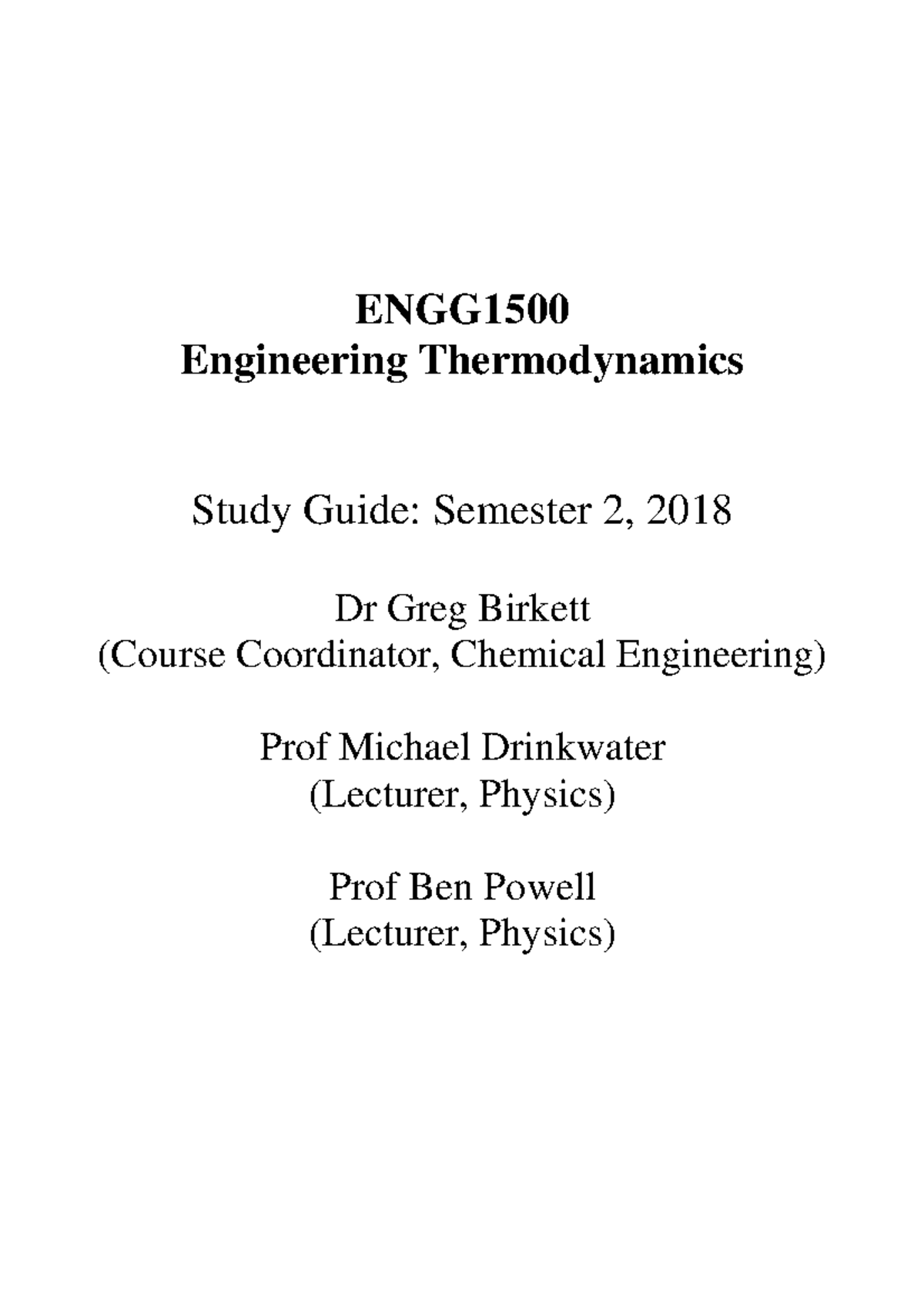 ENGG1500 Study Guide - LECTURE NOTES - ENGG Engineering Thermodynamics ...