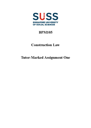 Bpm105 tma01 2022 - tma - BPM105 TMA A. Contract Validity For a ...