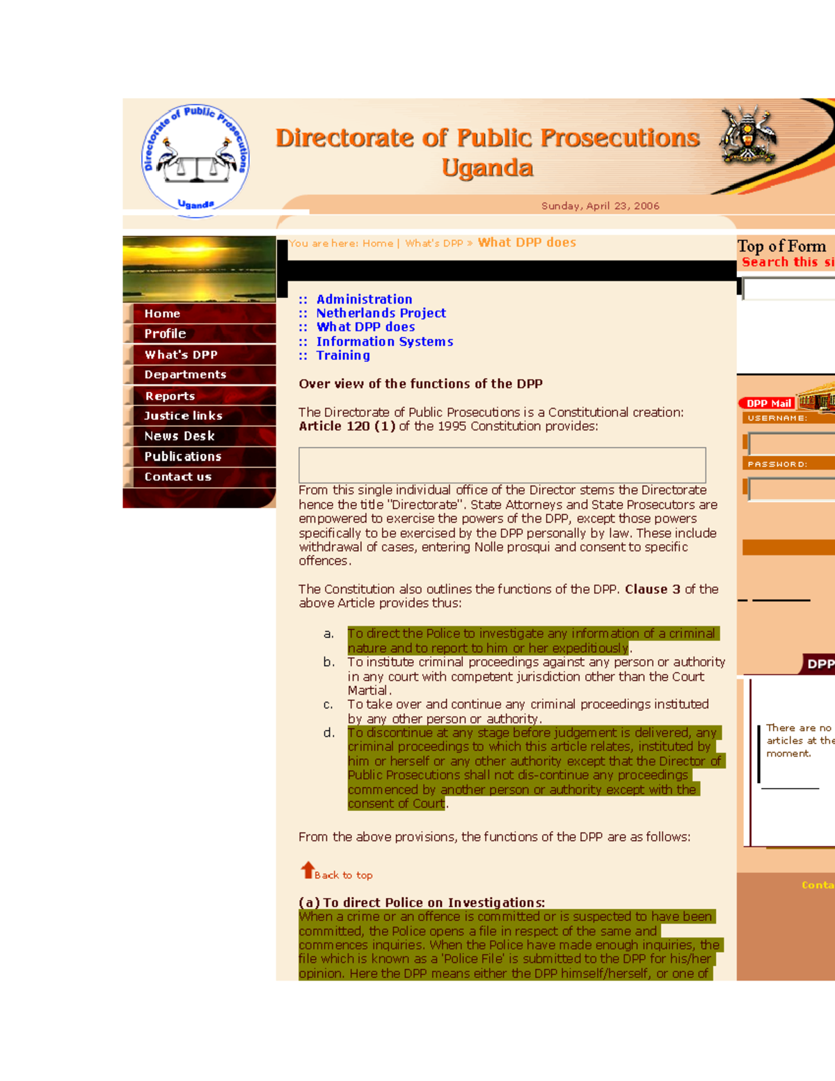 Arrests without dpp's authority - Sunday, April 23, 2006 You are here ...