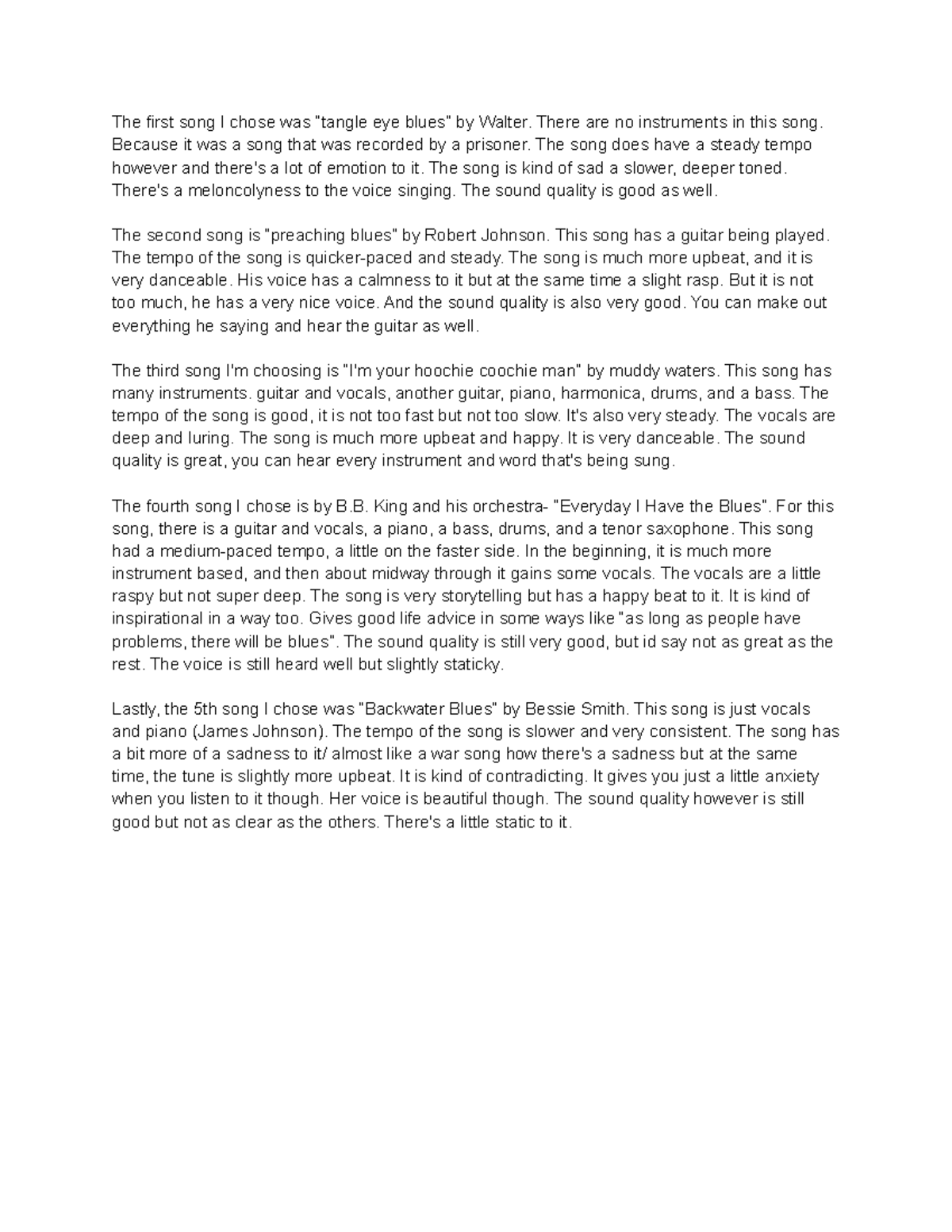 Listening 1 - listen to the songs in unit 1 and write paragraphs about ...