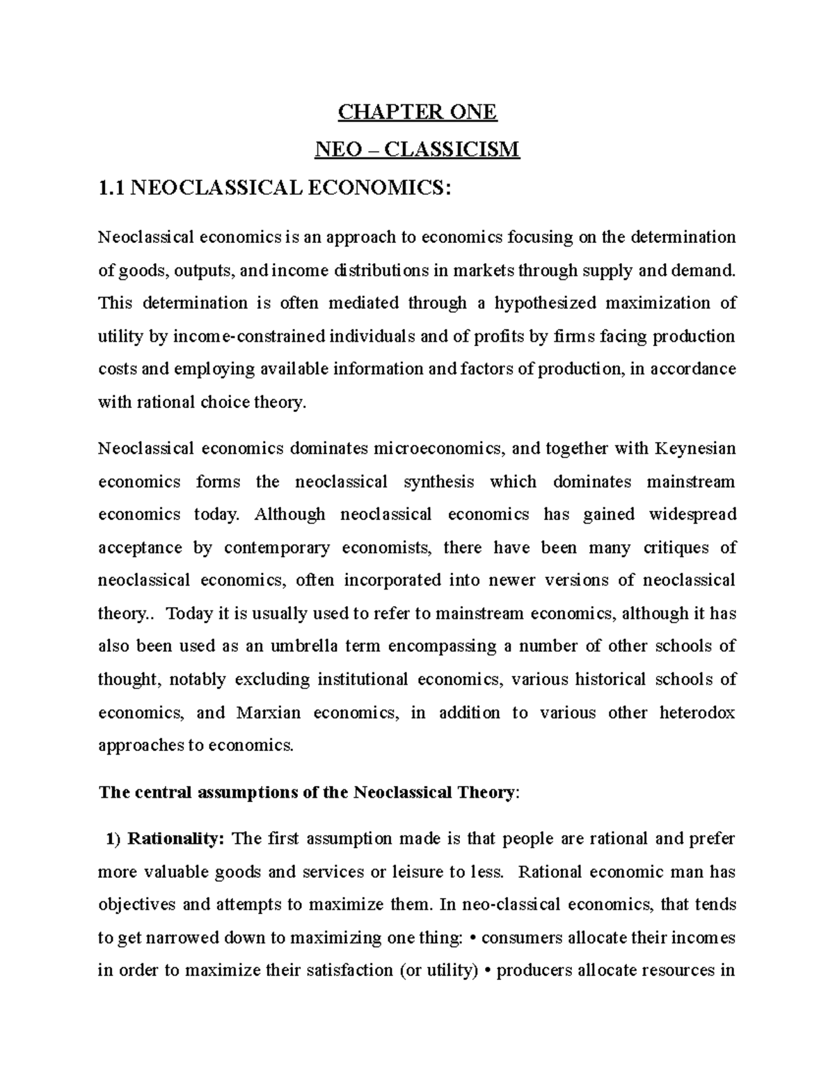 HET chapter one - Lecture notes 1 - CHAPTER ONE NEO – CLASSICISM 1 ...