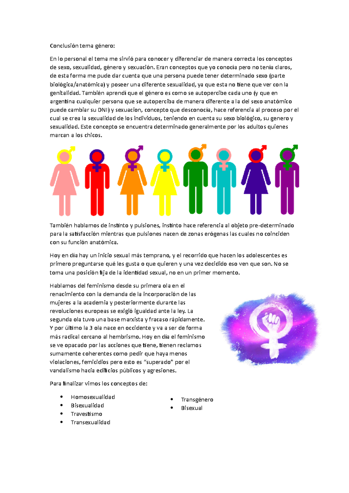 Conclusión tema género - Conclusión tema género: En lo personal el tema ...