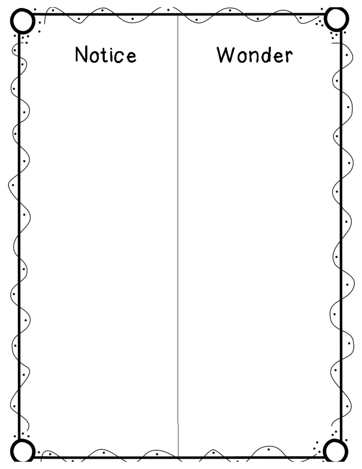 Noticeand Wonder Chart-1 - ENT-436 - Notice Wonder Resources: Font ...