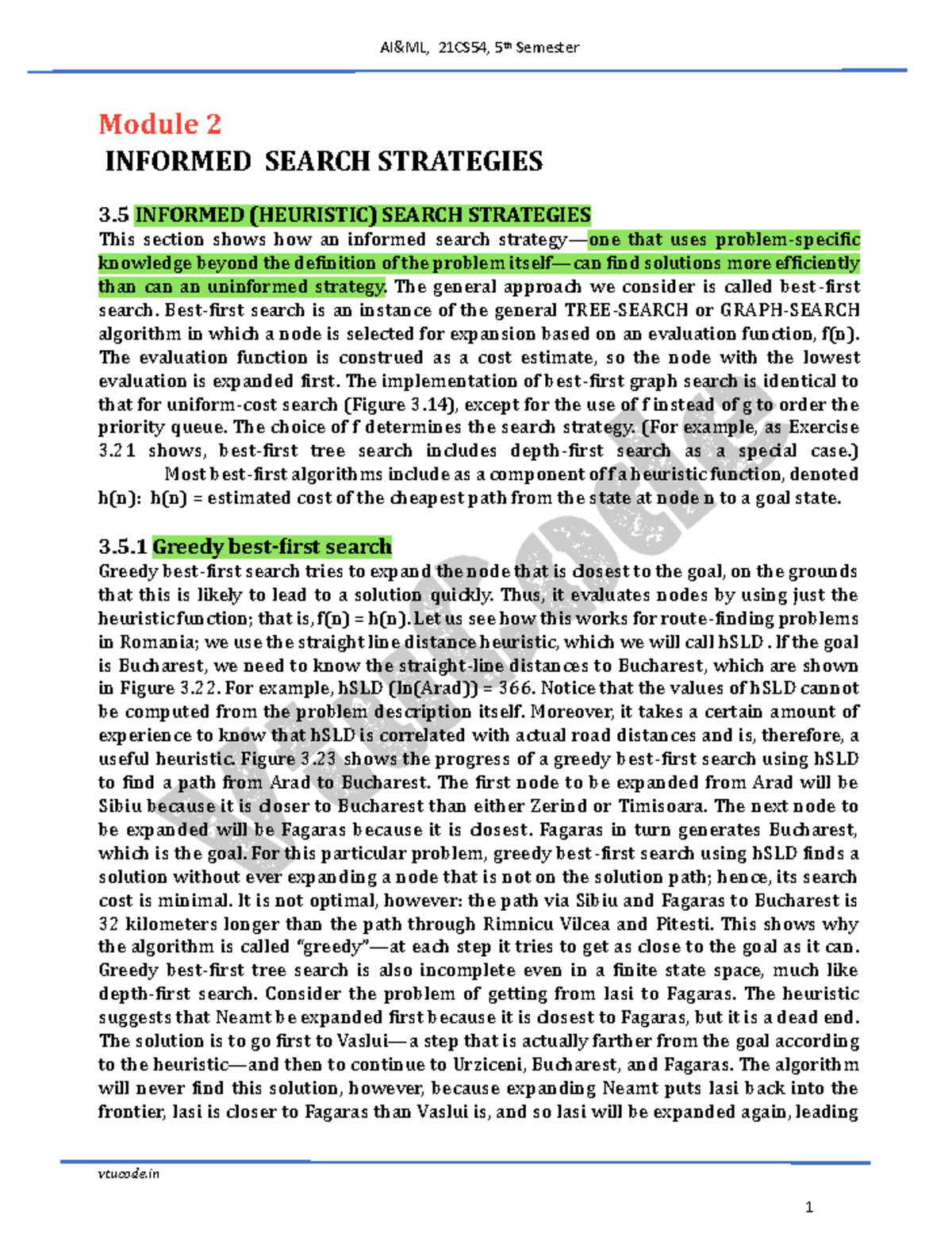 @vtucode - Module2 - INFORMED SEARCH STRATEGIES 3 INFORMED (HEURISTIC ...