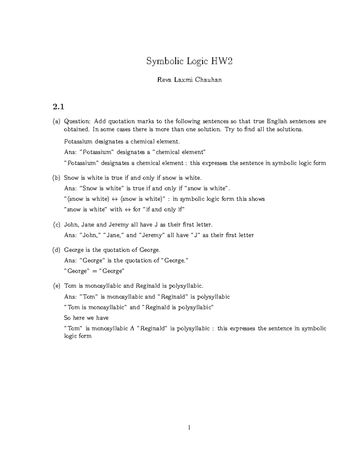 Symbolic Logic HW 2 - Notes for the course as well as solutions to ...