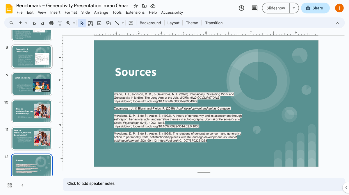 Benchmark – Generativity Presentation Imran Omar - Google Slides ...