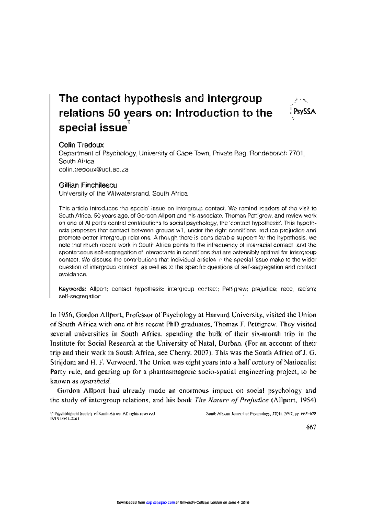 Research document - The contact hypothesis and intergroup relations 50 ...