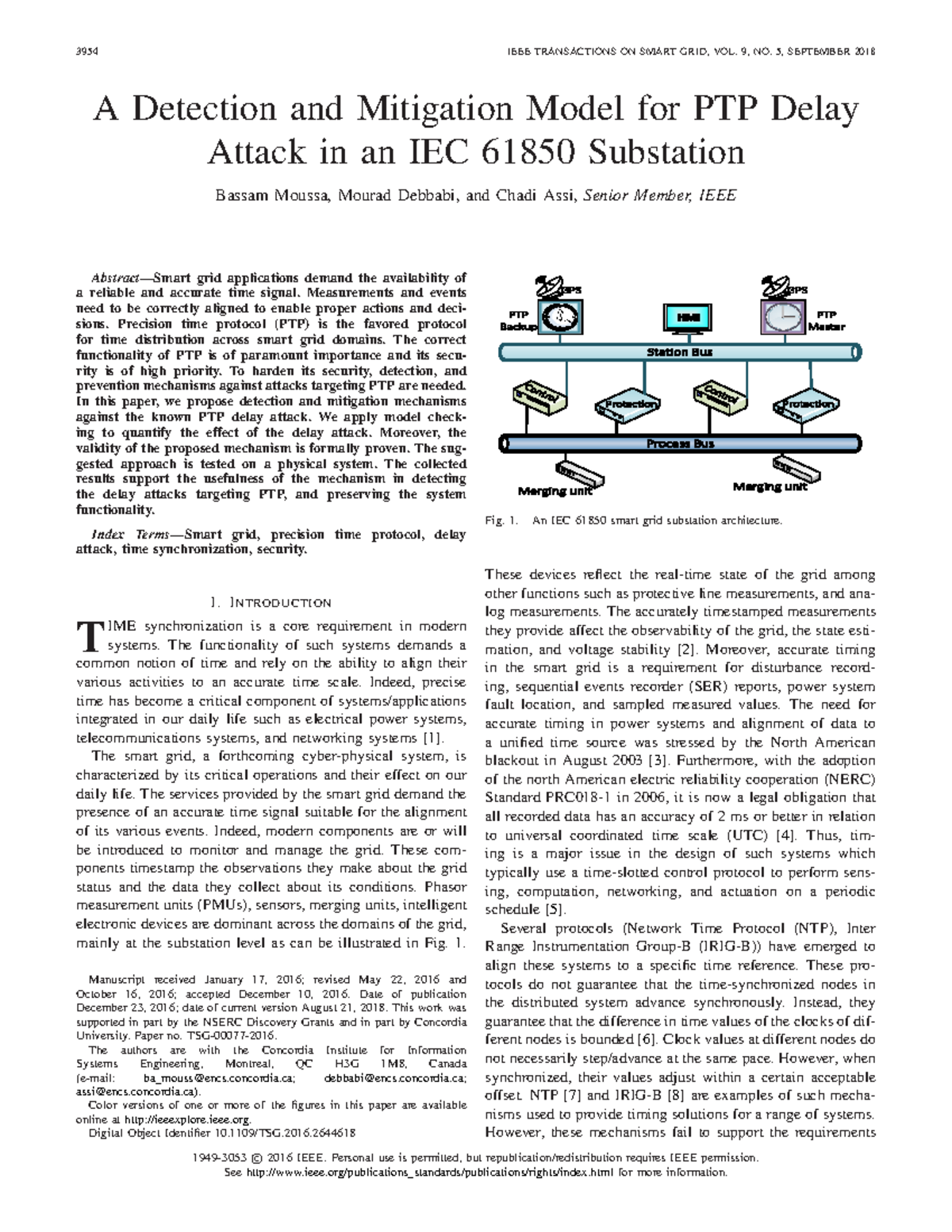 A Detection and Mitigation Model for PTP Delay Attack in an IEC 61850 ...