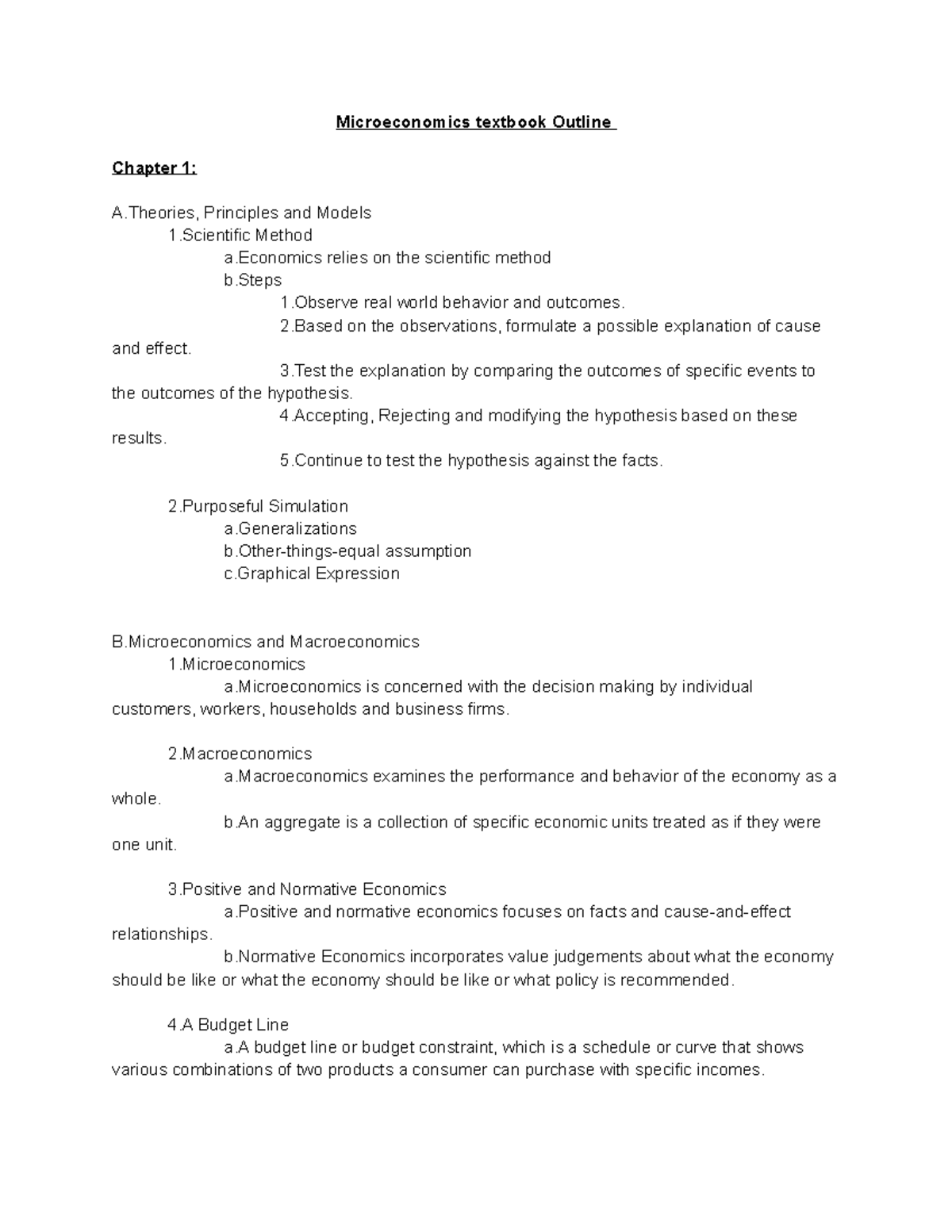 Micro Economics Textbook Outline Notes - Microeconomics textbook ...