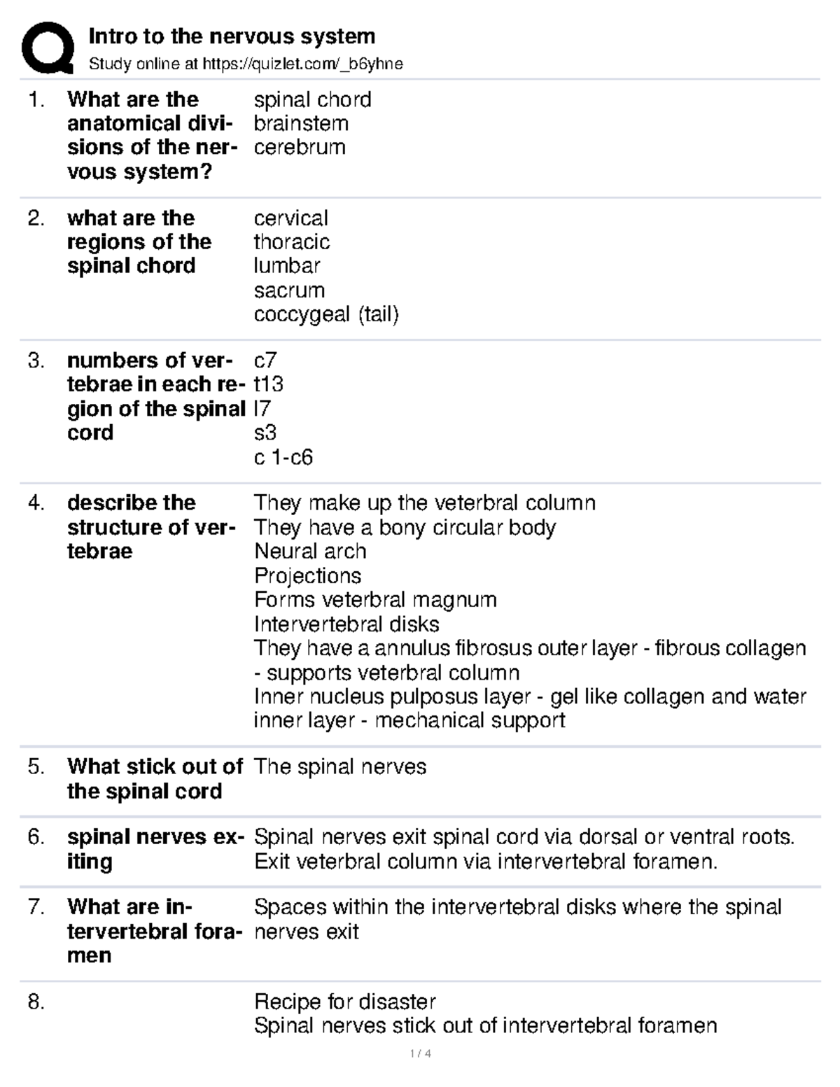 Intro to the nervous system - Study online at quizlet/_b6yhne What are ...