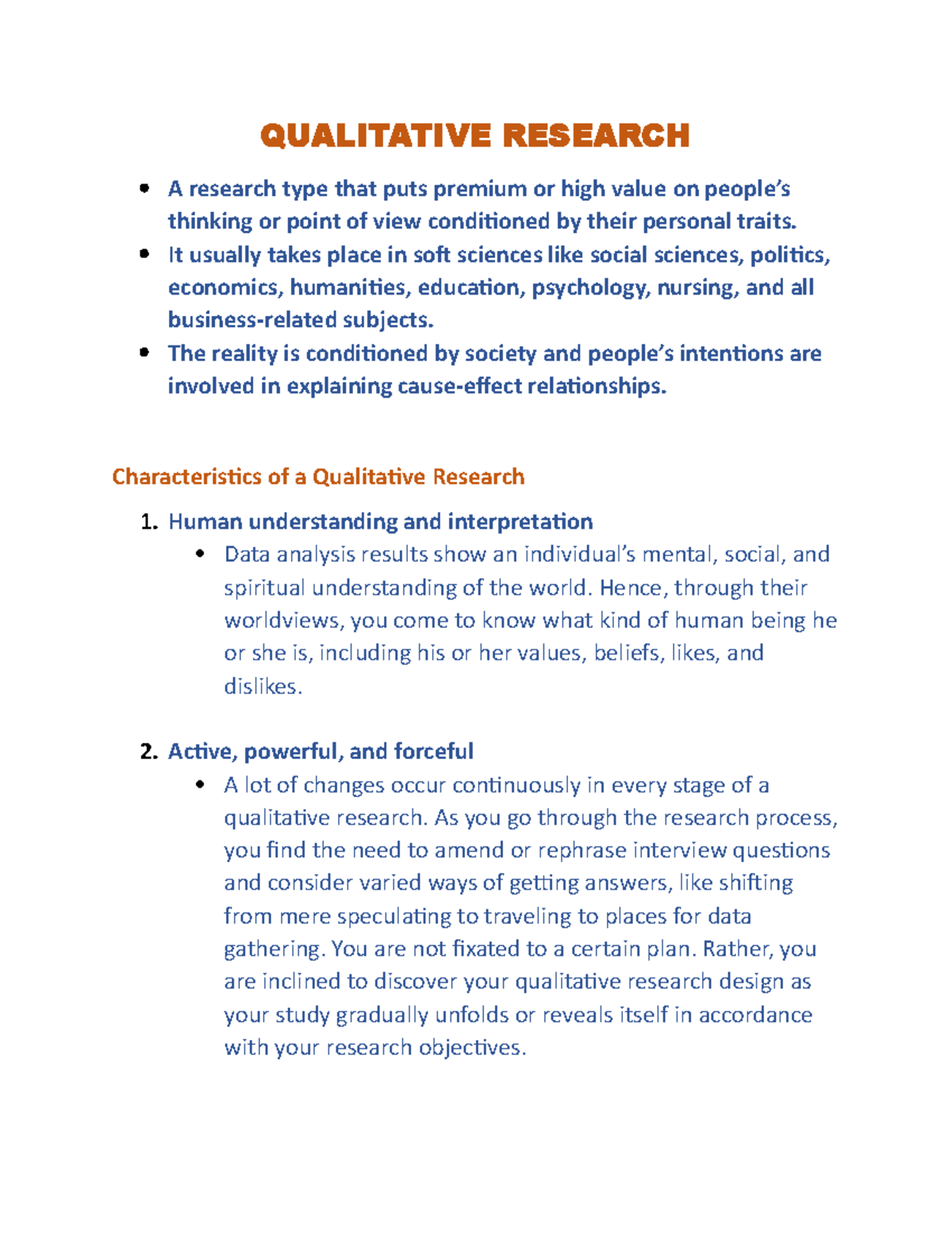 Qualitative Research - QUALITATIVE RESEARCH A research type that puts ...