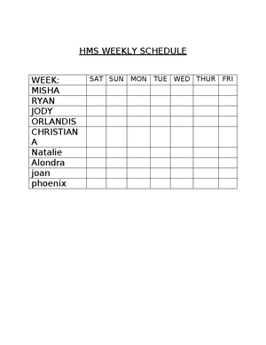 HMS Rotisserie Daily checklist - HMS/Rotisserie DAILY CHECKLIST Week ...