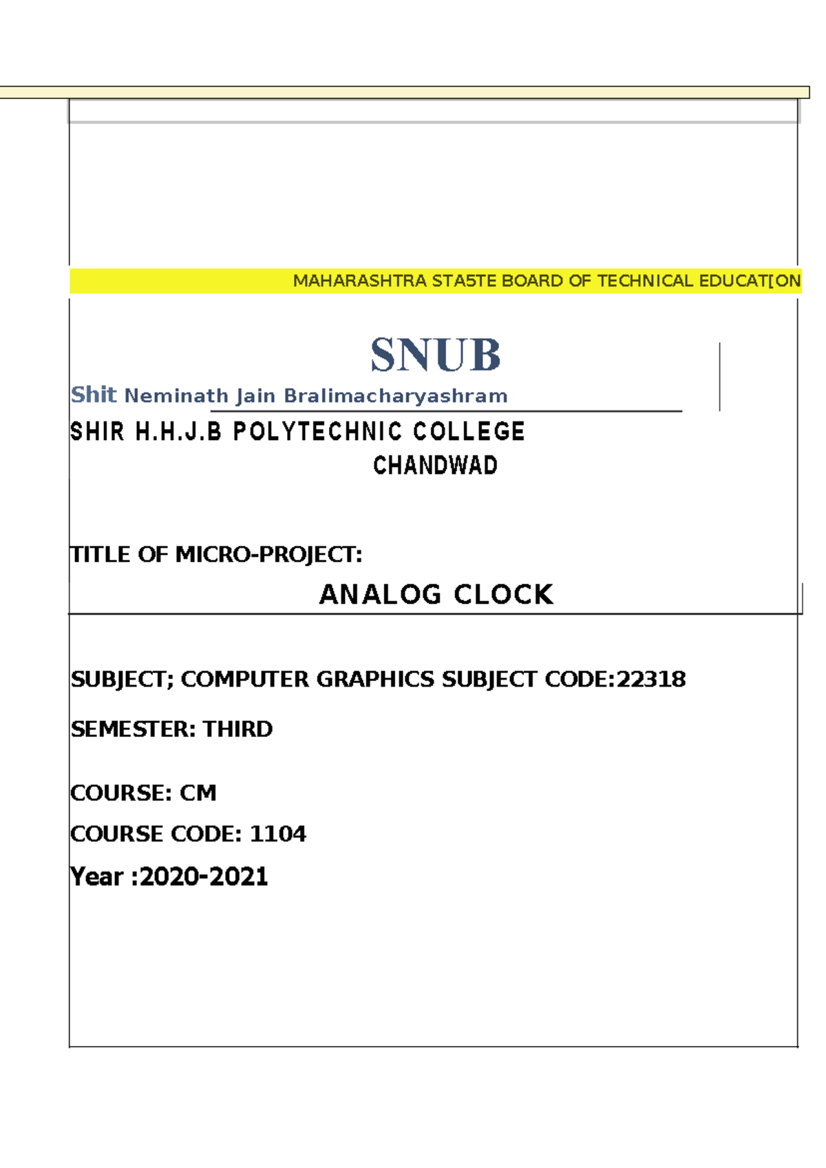 CGR Microproject - jhgfdsa - MAHARASHTRA STA5TE BOARD OF TECHNICAL ...