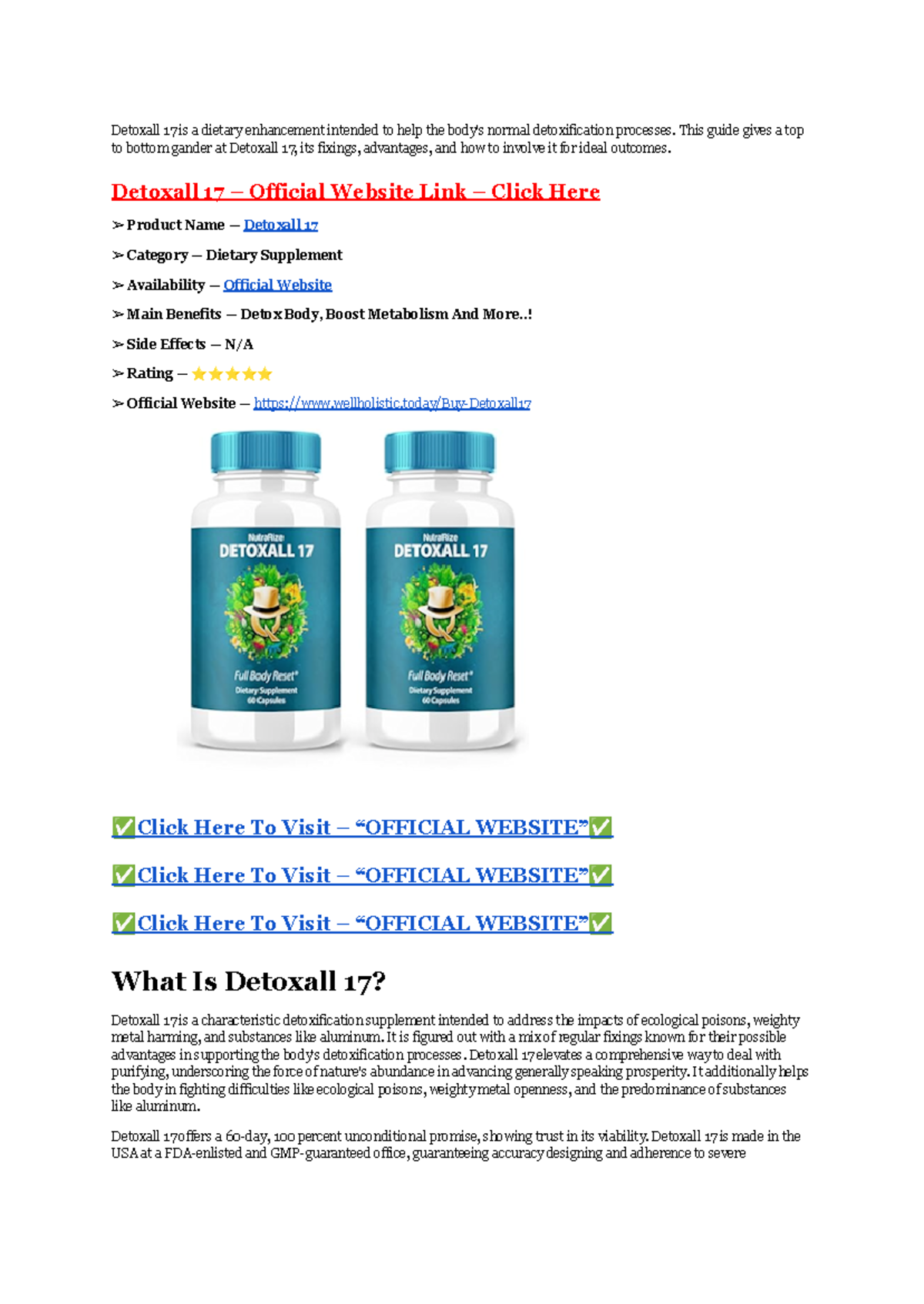 Detoxall 17 Reviews Cost, Price & How To Use - Detoxall 17 is a dietary ...