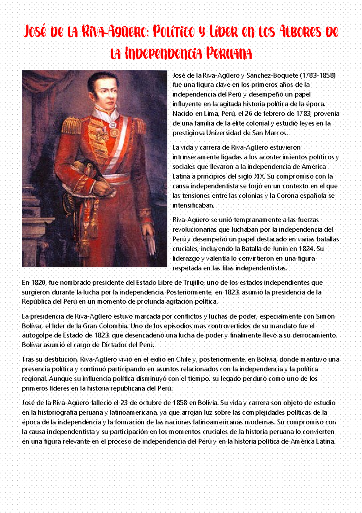 José de la Riva - resumen sobre José de la Riva Aguero - José de la ...