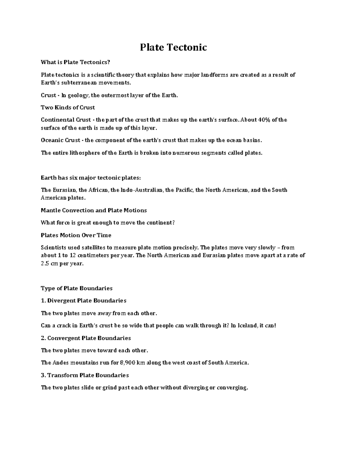 Plate Tectonic - Geology Module - CE222 - Plate Tectonic What is Plate ...