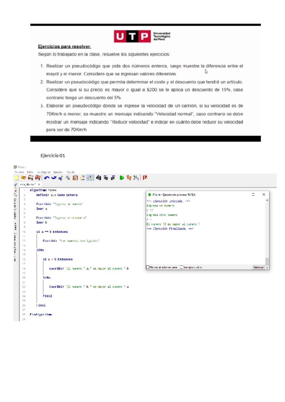 Tarea Algoritmo S07 - Principios de algoritmos - Ejercicio Ejercicio - Studocu