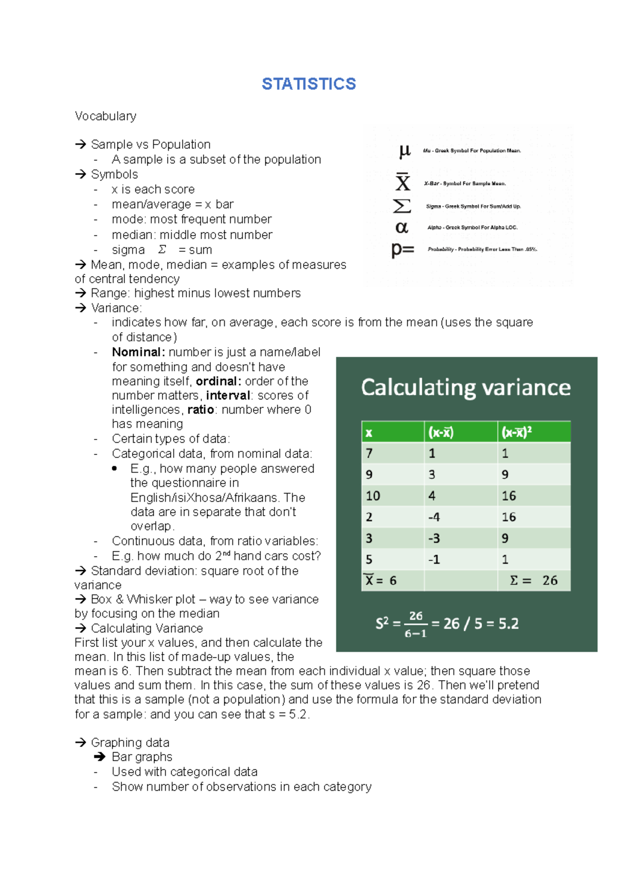 Basic Statistics for first year stats - STATISTICS Vocabulary Sample vs ...