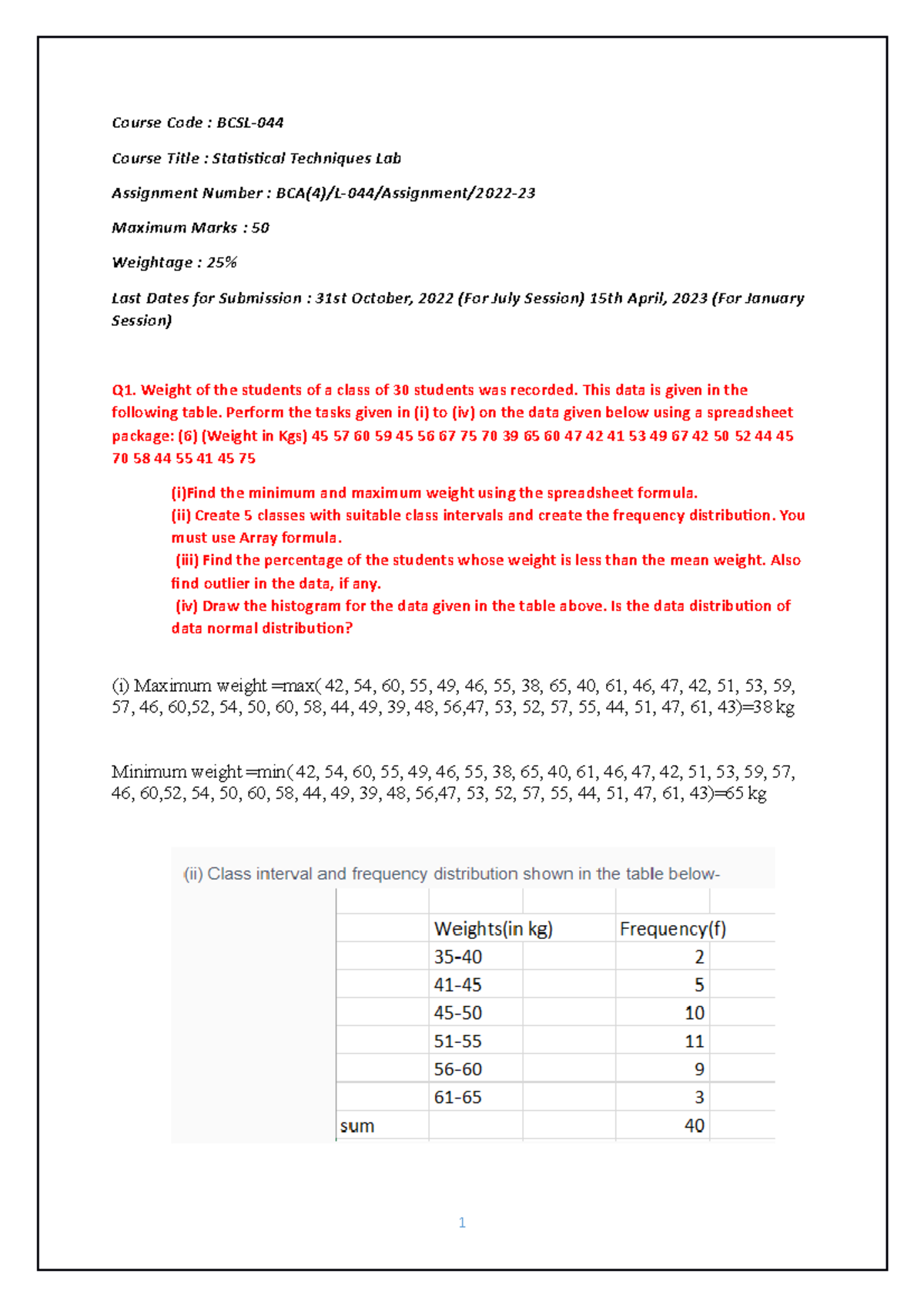 Introduction To Jaava Programming Course Code Bcsl Course Title Statistical Techniques