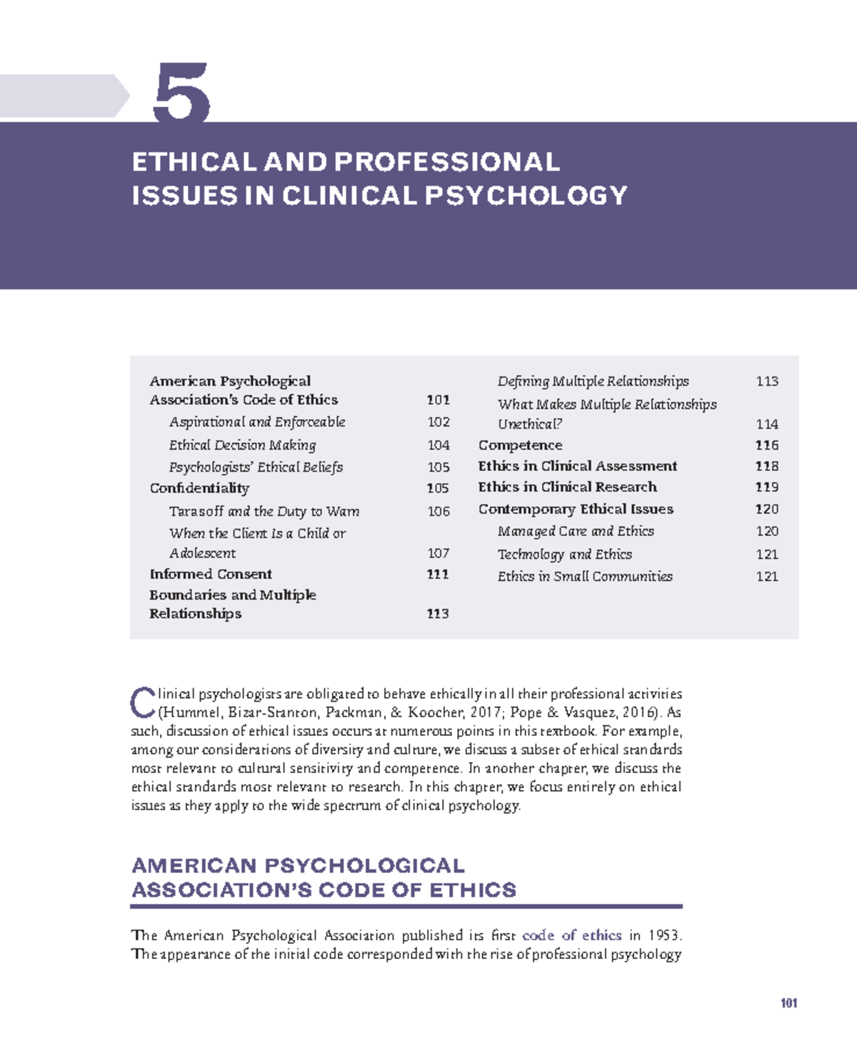Chapter 5 - Clinical - ioooookkkolooooo - 101 ETHICAL AND PROFESSIONAL ...