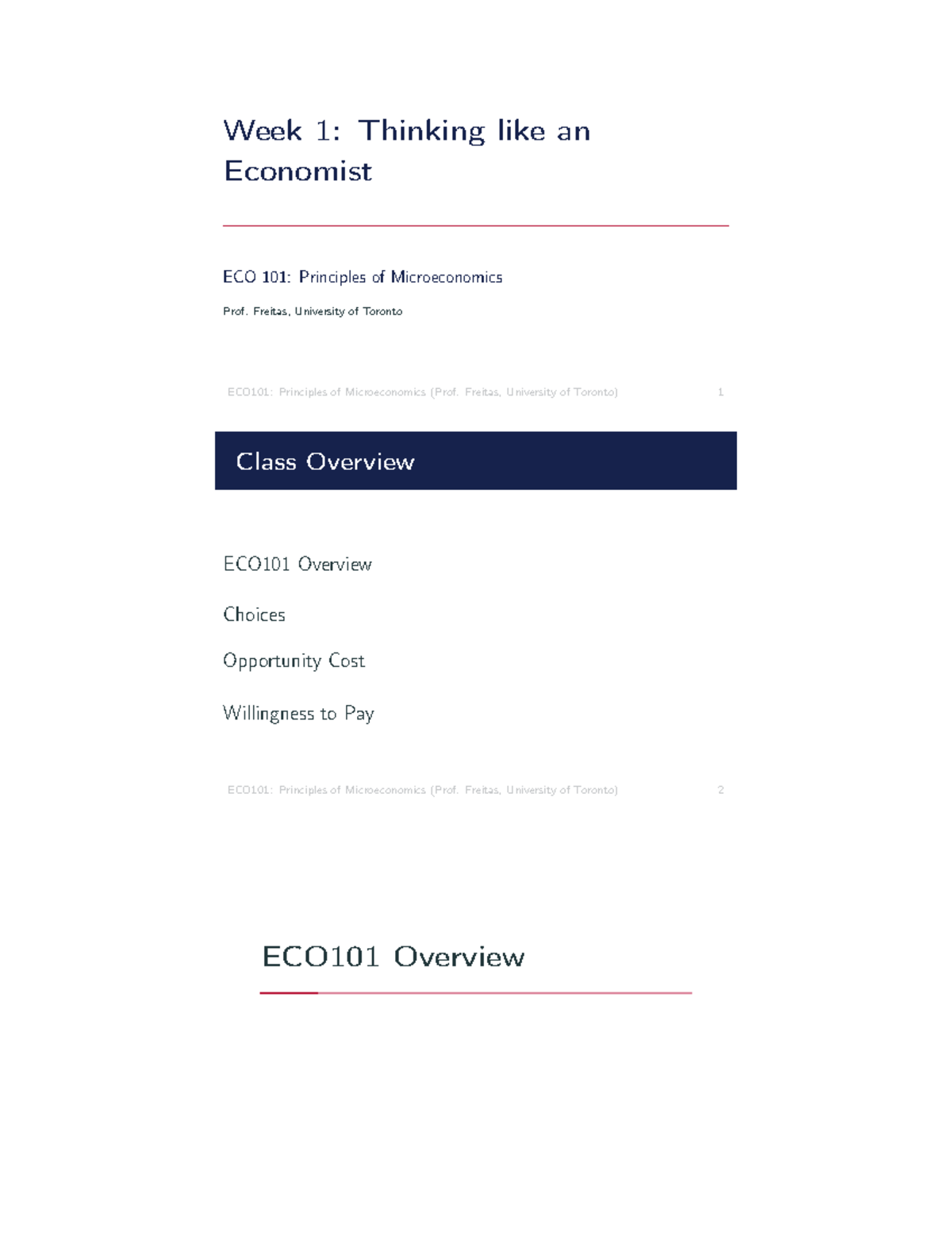 ECO101 Workshop Slides Week 1 Thinking like an Economist - Week 1 ...