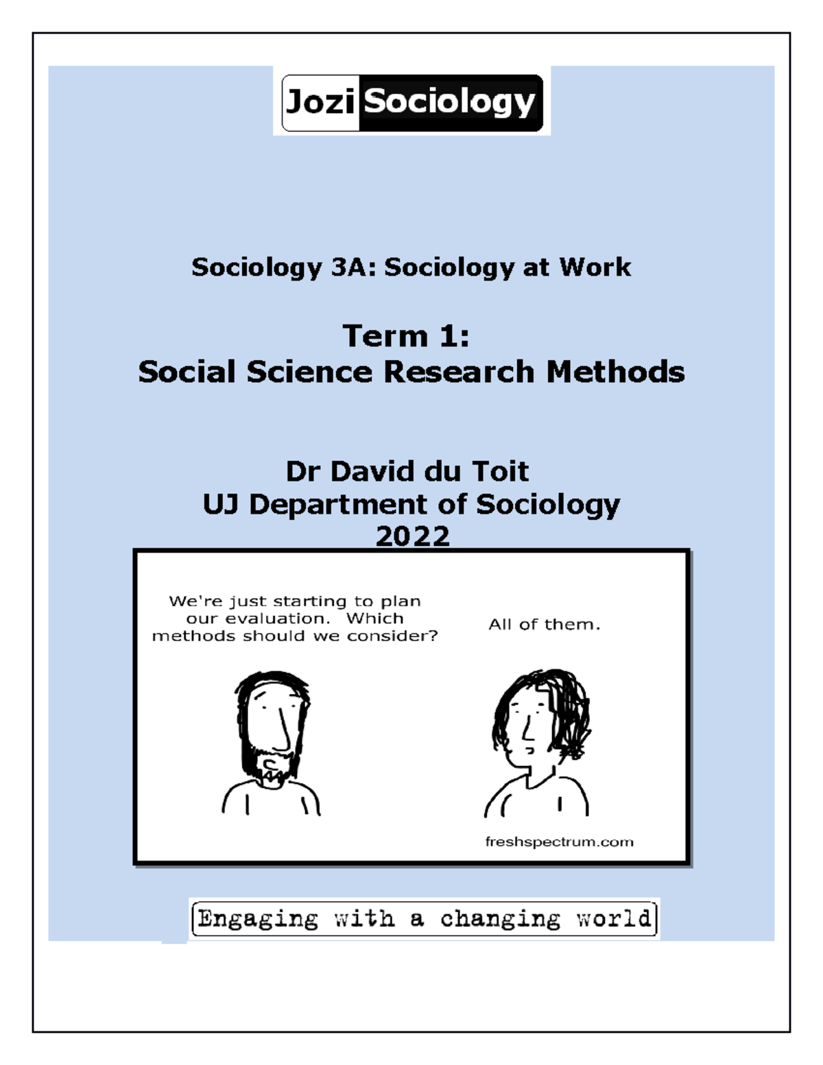 Studyguide Term1 Details of the content - Sociology 3A: Sociology at ...