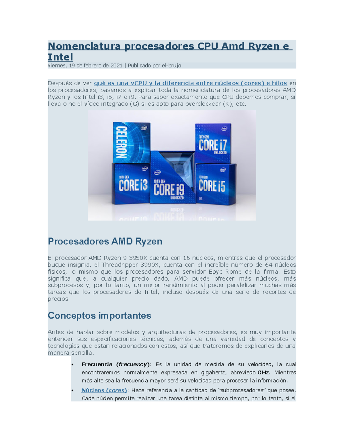 Nomenclatura procesadores CPU Amd Ryzen e Intel - Nomenclatura ...