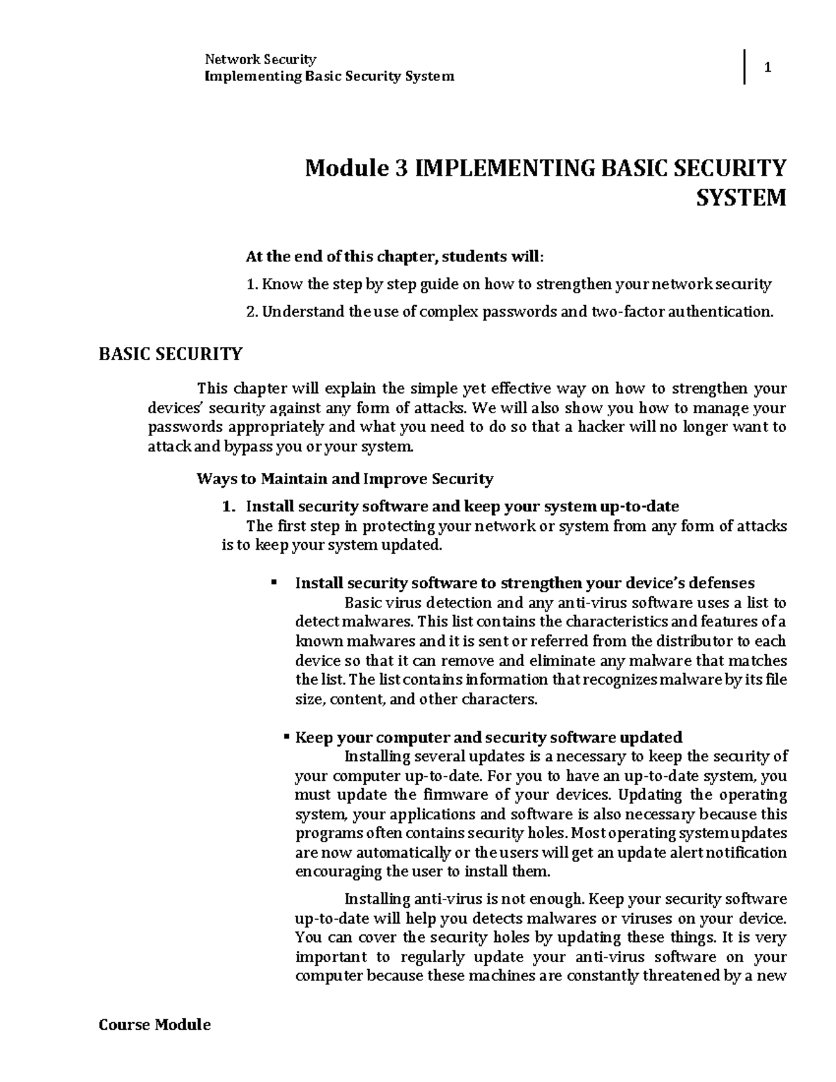 W3-Module 003 Implementing Basic Security System - Network Security ...