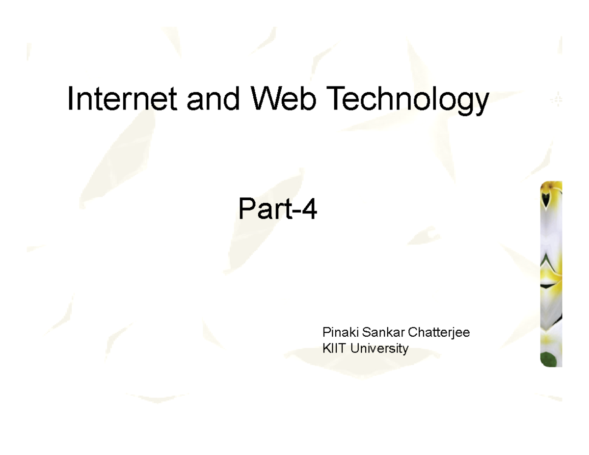 Objective of internet and web technology - Internet and Web Technology ...