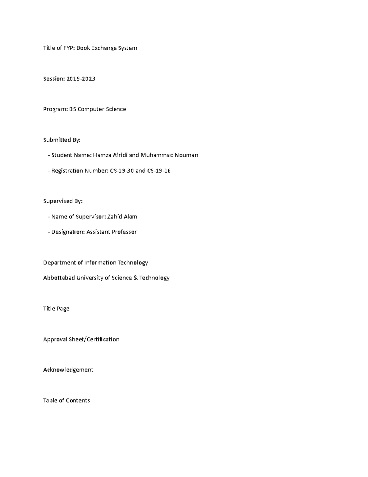 Book Exchange System - Thesis - Title of FYP: Book Exchange System ...