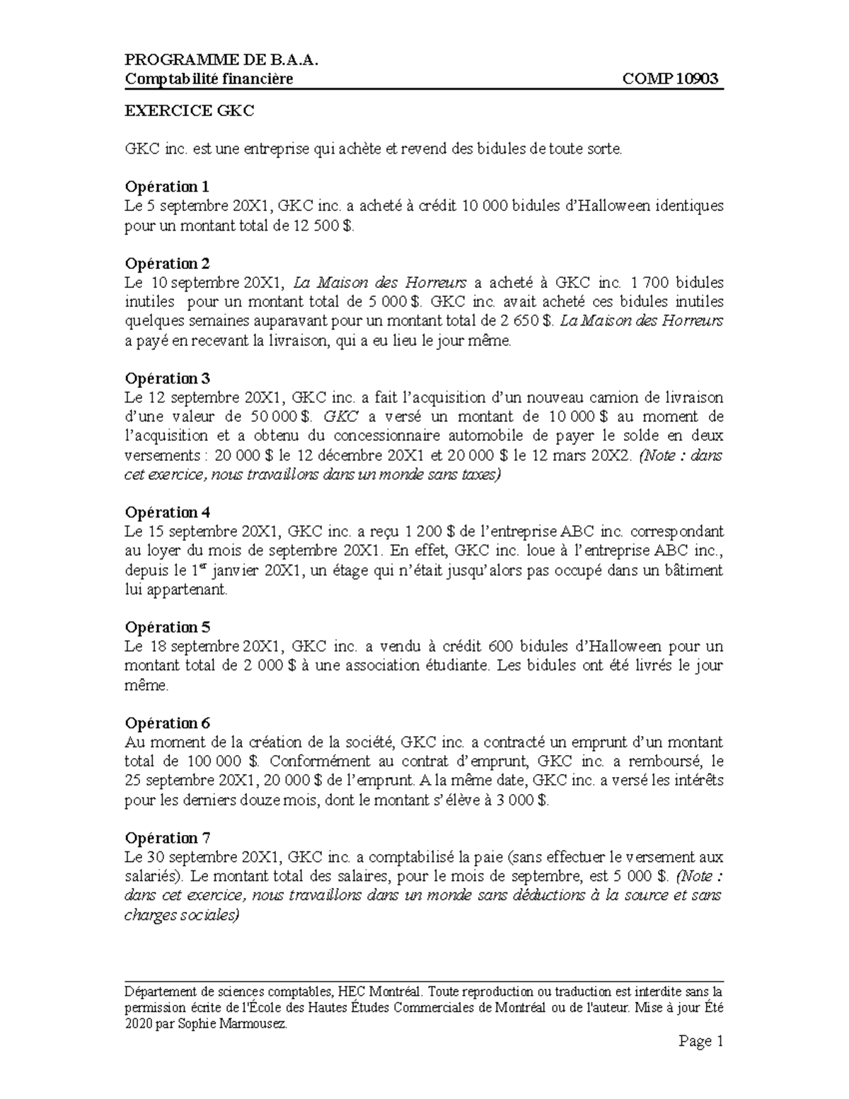10903 GKC Enoncé - Exercice de Comptabilité Financière - PROGRAMME DE B ... 10903 GKC Enoncé - Exercice de Comptabilité Financière - PROGRAMME DE B ...