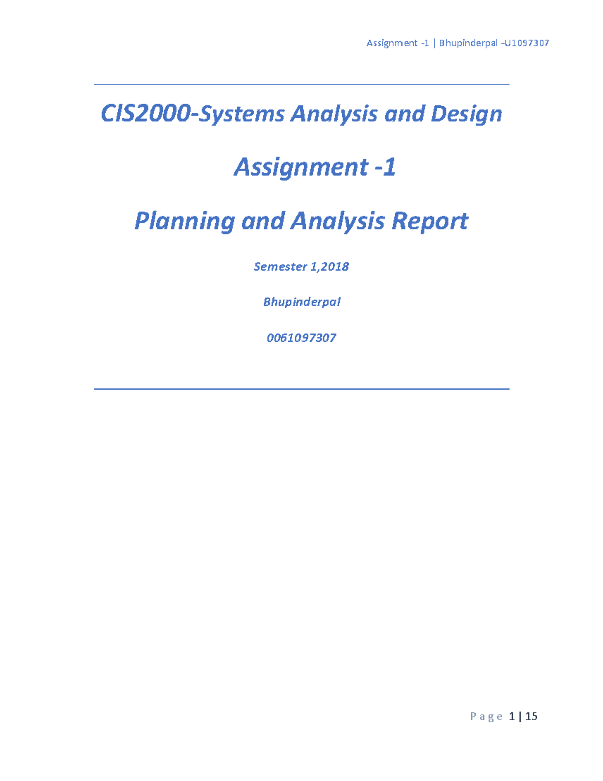 Assignment 1 from Bovi - assigment attched - CIS2000-Systems Analysis and Design Assignment ...