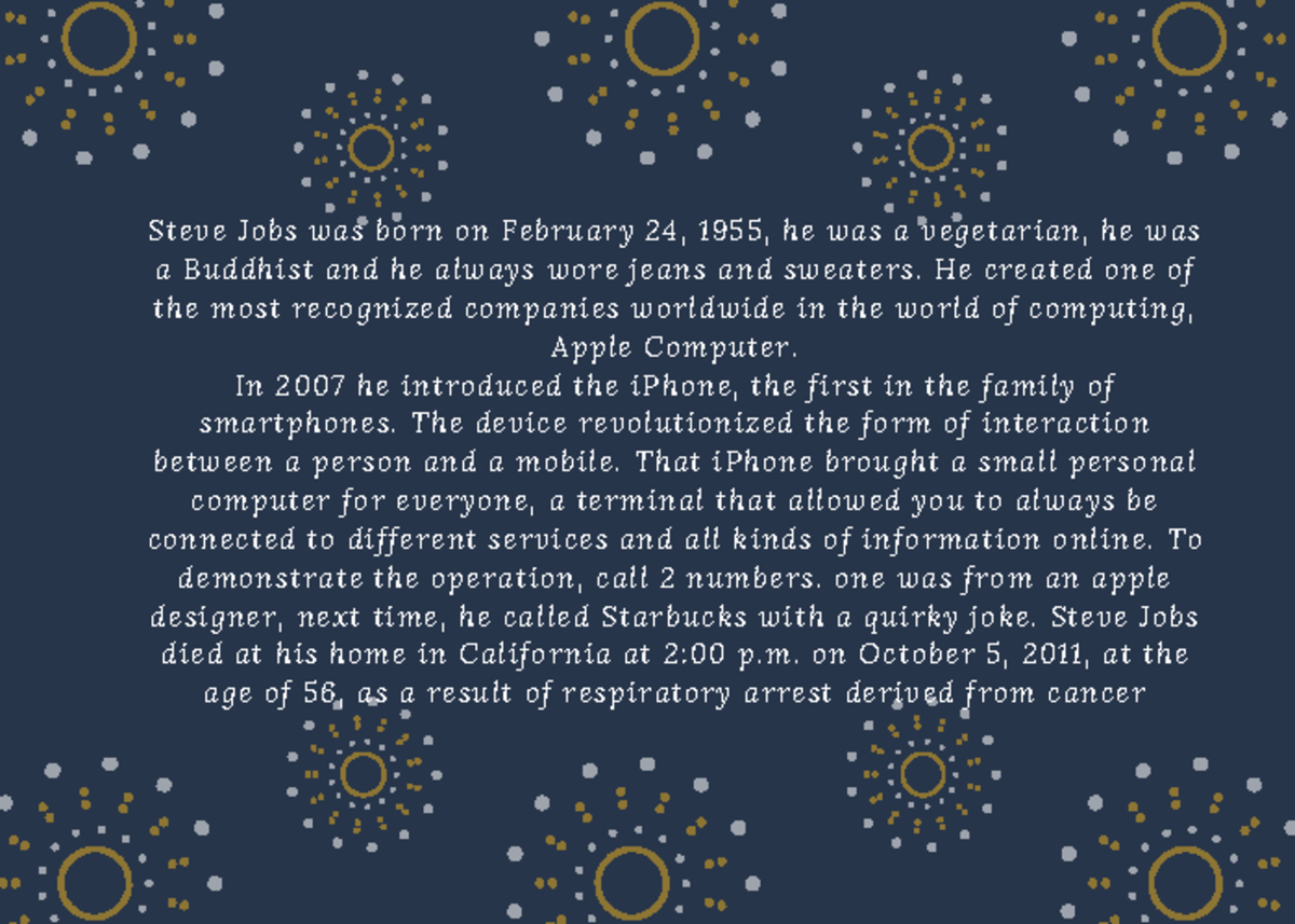 Writing Steve Jobs - Steve Jobs was born on February 24, 1955, he was a ...
