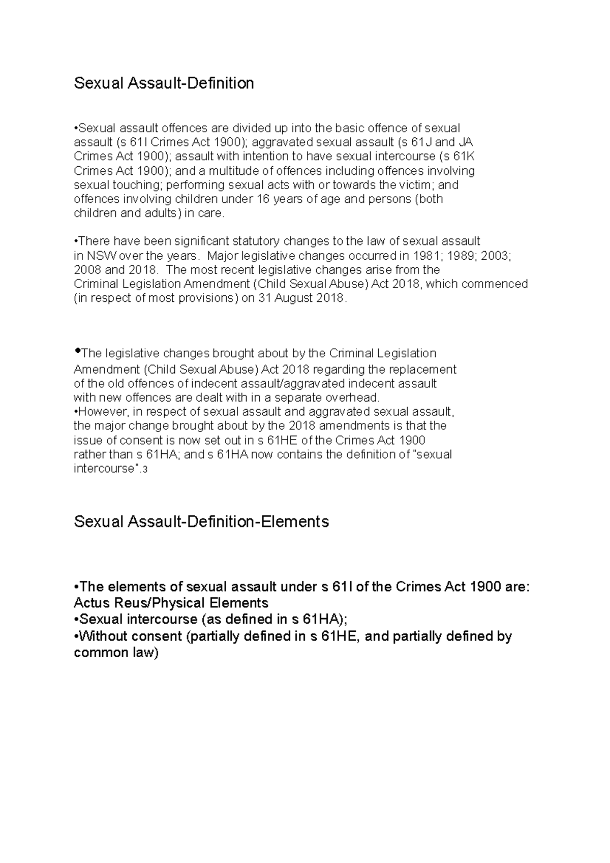 Sexual Assault lecture notes - Sexual Assault-Definition •Sexual ...