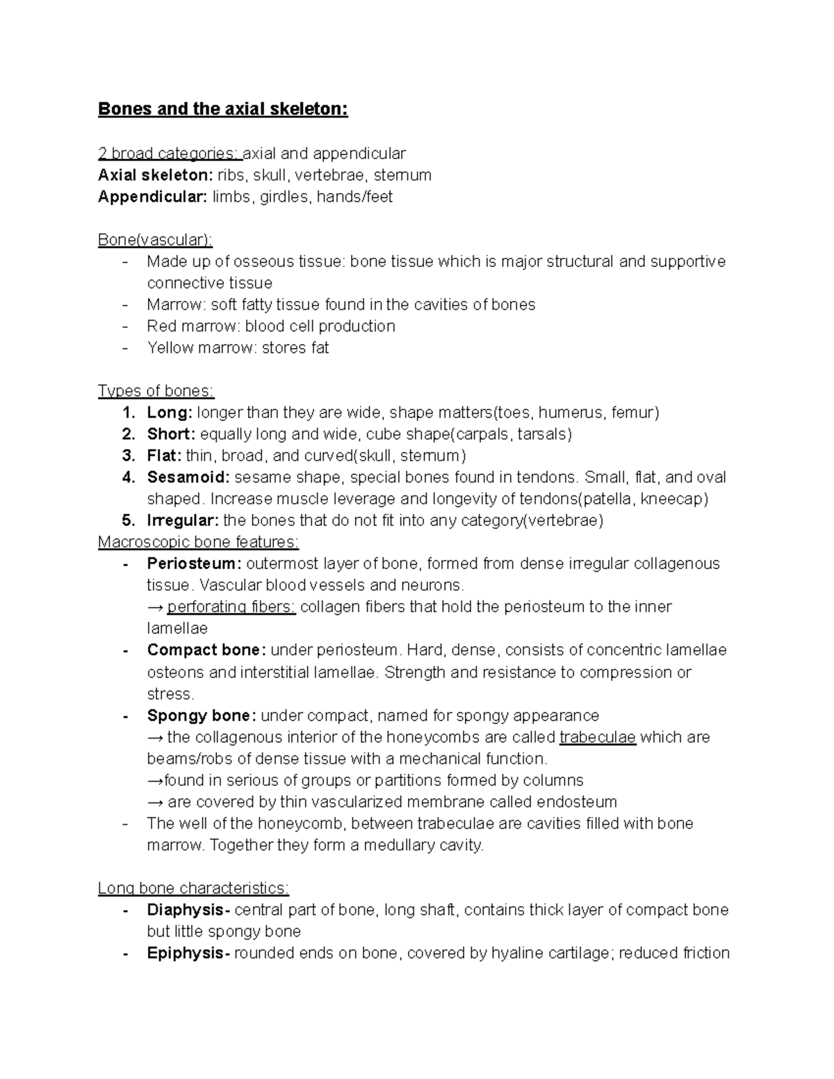 Bones and axial skeleton - Bones and the axial skeleton: 2 broad ...
