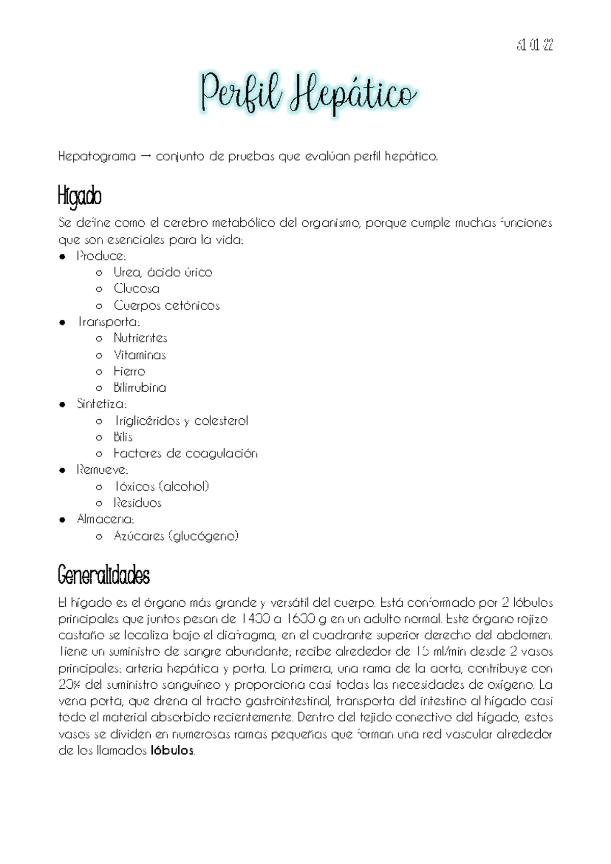 2. Perfil hepatico y lipidico - 31 - 01 - 22 Perfil Hepático ...