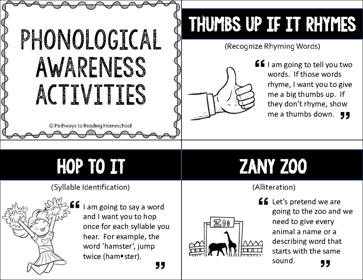 Oral Phonological Awareness Activities Flip Book-1 - Phonological ...