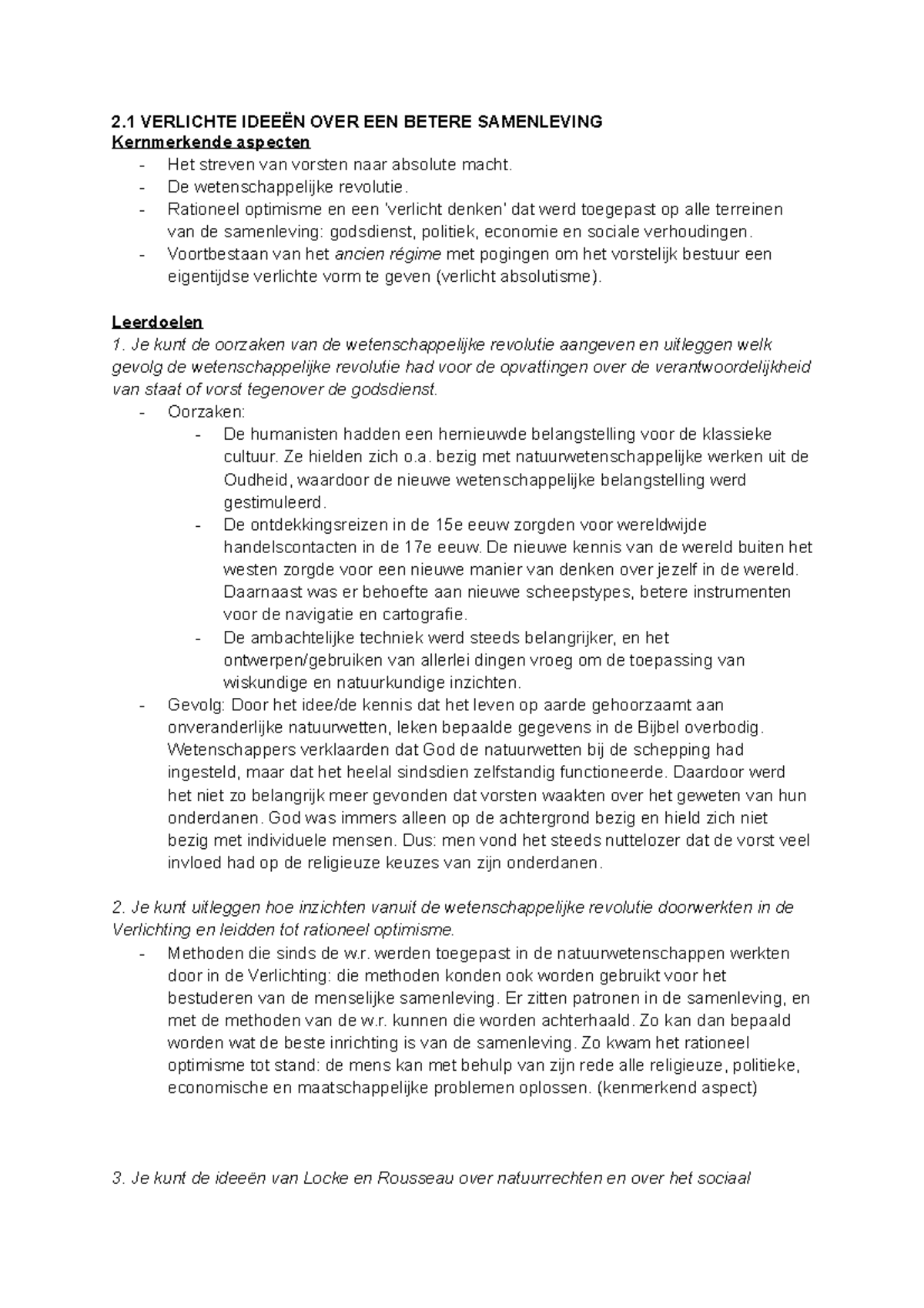 Samenvatting hoofdstuk 2- Verlichting - 2 VERLICHTE IDEEËN OVER EEN ...