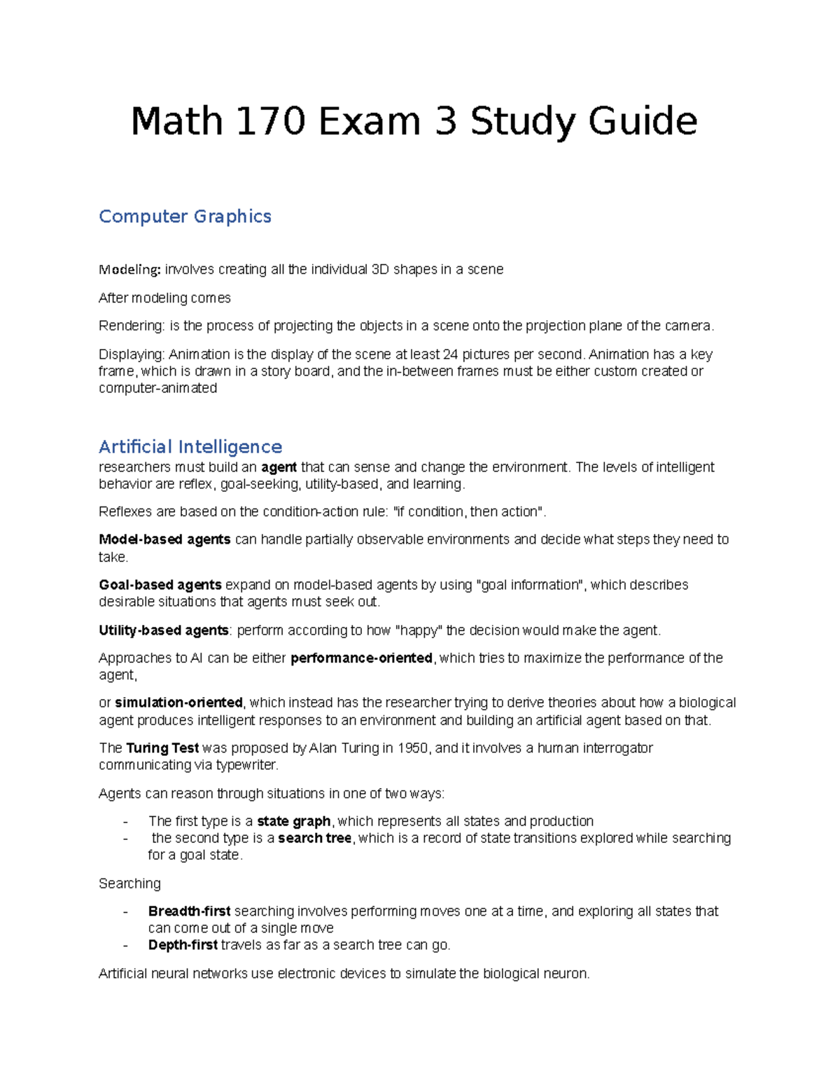 EXAM 3 Study Guide - J Qualls - Math 170 Exam 3 Study Guide Computer ...