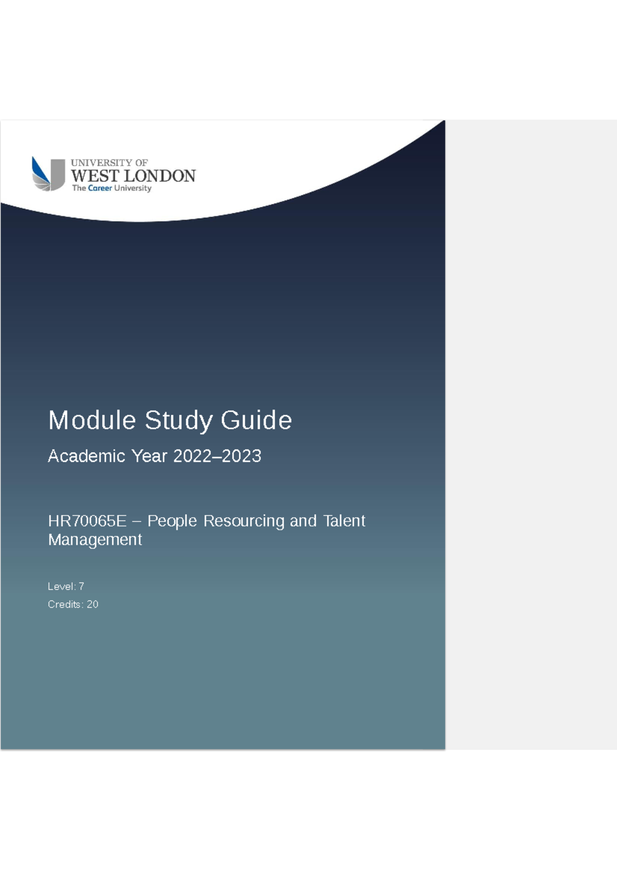 PRMG - GUIDE - Module Study Guide Academic Year 2022– HR70065E – People ...