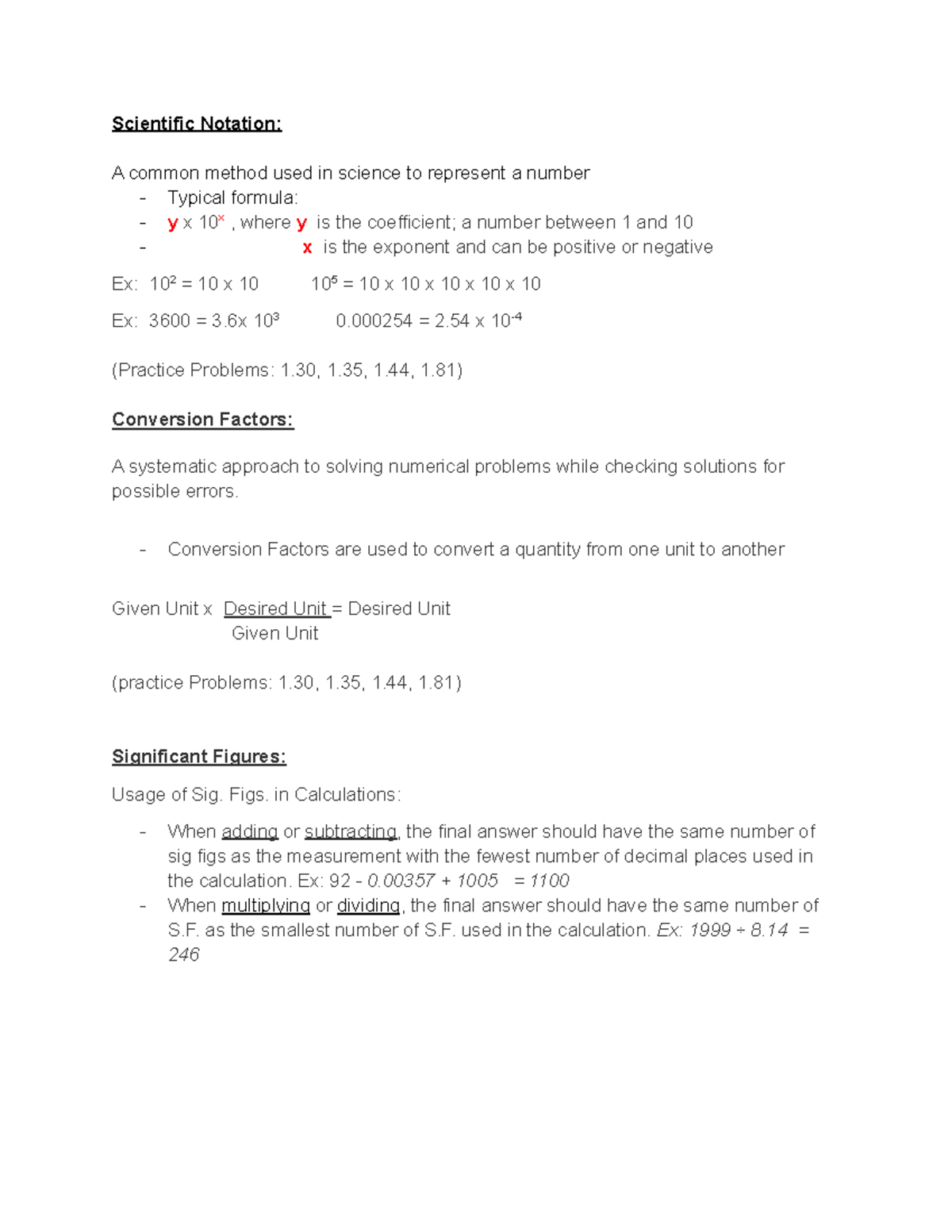 Scientific Notation Conversion Factors Sig Figs Periodic Table Trends ...