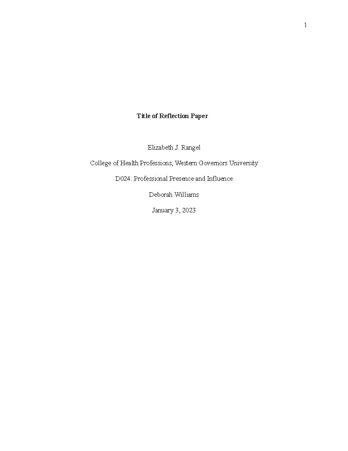 D024 Reflection Paper - Performance Assessment - AIM2 - Title of ...