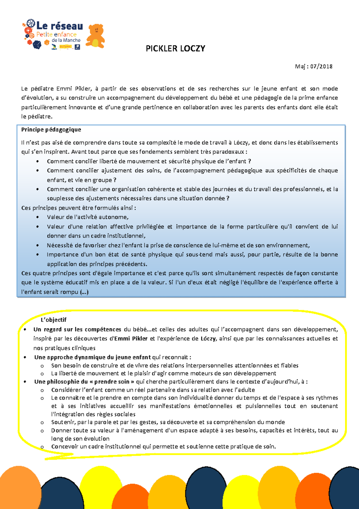 Fiche-Pikler-Loczy - PICKLER LOCZY Maj : 07/ Le pédiatre Emmi Pikler, à ...