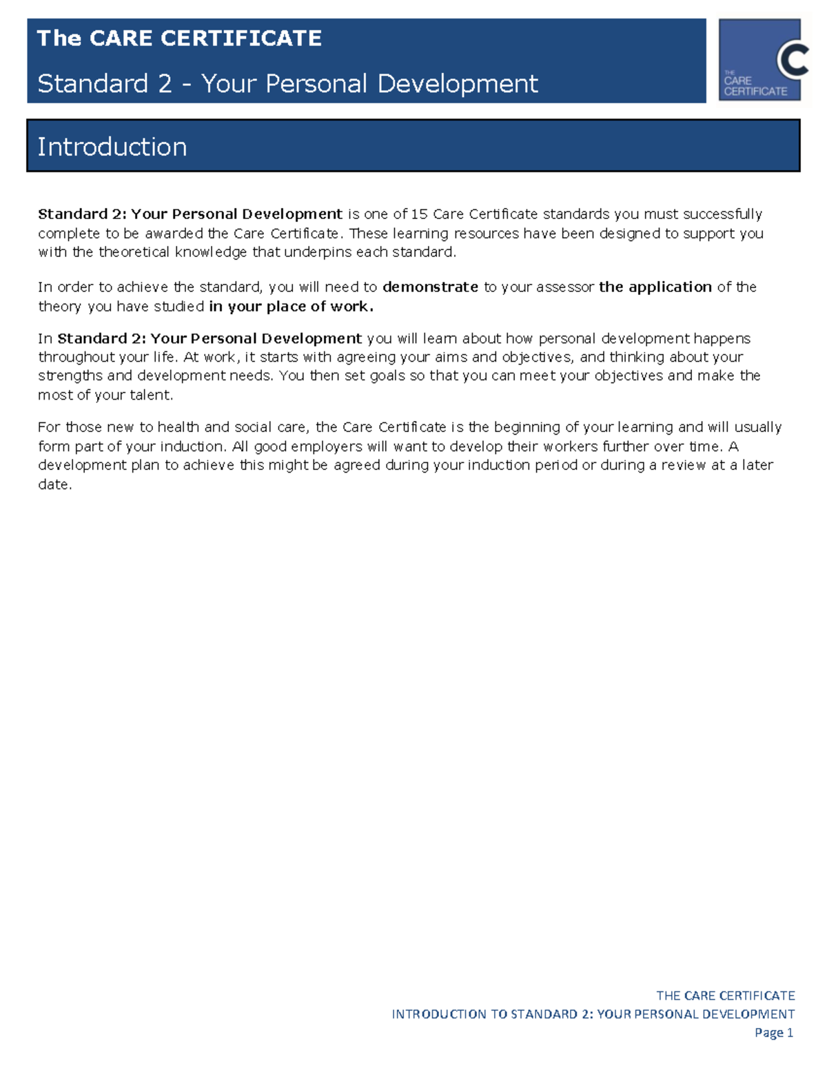 CCT 02 01 Standard 02 Introduction Your Personal Development v8 - THE ...