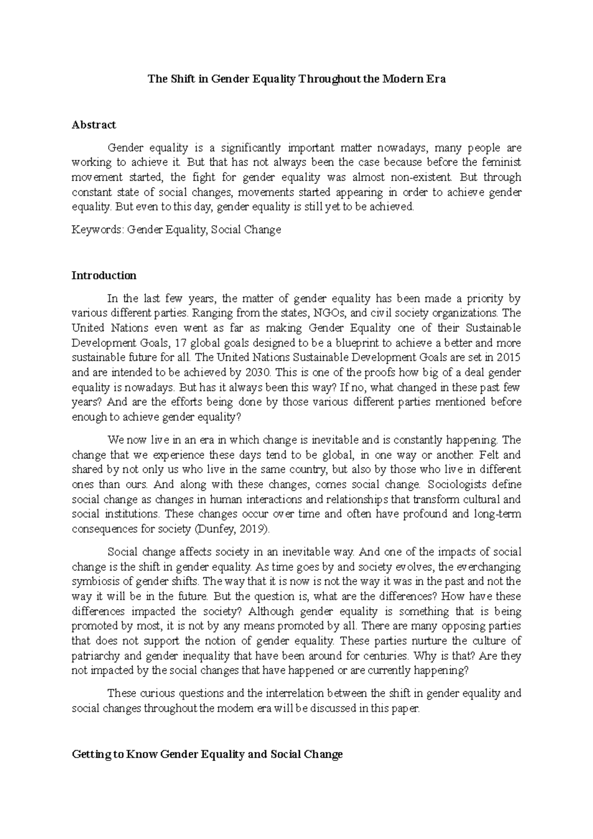 The Shift in Gender Equality Throughout the Modern Era - The Shift in ...