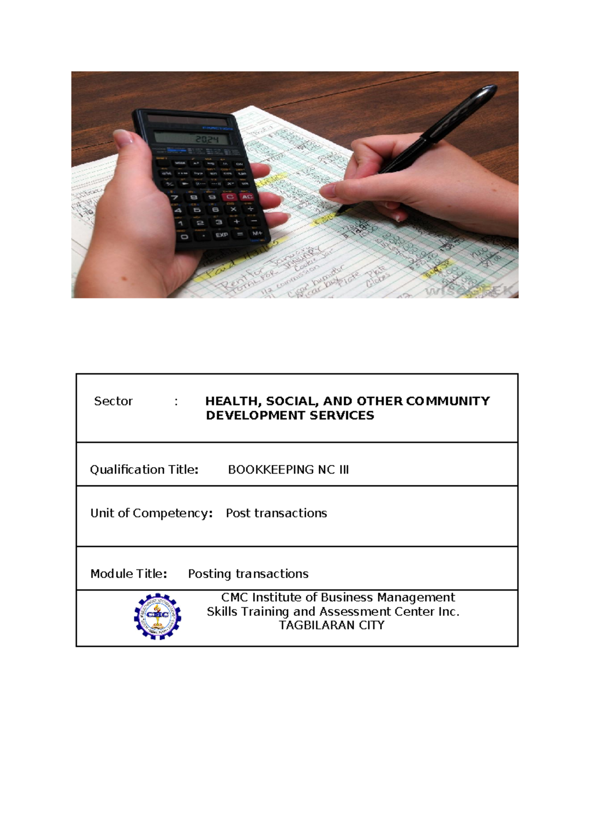 CV - TM 1 - Sector : HEALTH, SOCIAL, AND OTHER COMMUNITY DEVELOPMENT ...
