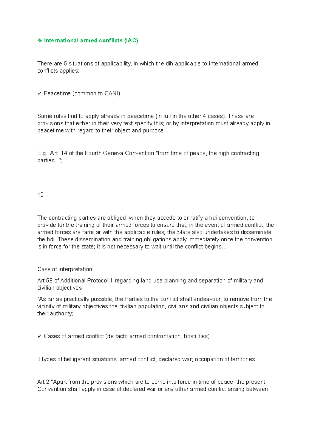 International armed conflicts (IAC). 3 - There are 5 situations of ...
