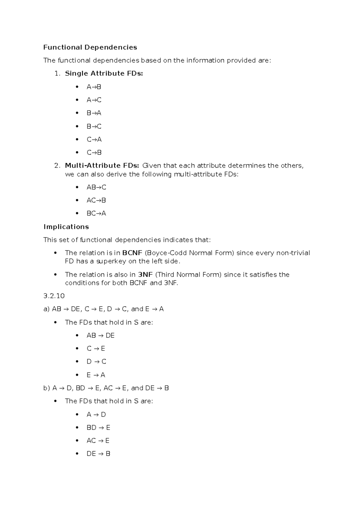 Solution 28 - BTVN - Functional Dependencies The functional dependencies based on the ...